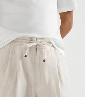 Brunello Cucinelli Linen Drawstring Trousers