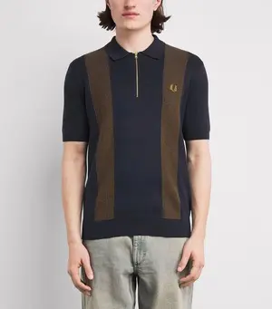 Fred Perry Cotton Panelled Zip-up Polo Shirt