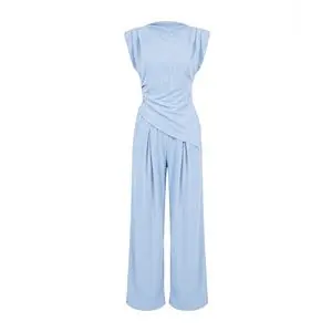 TANTRA SPAIN SL Two-piece Set: Asymmetrical Top And Wide-leg Trousers - Blue