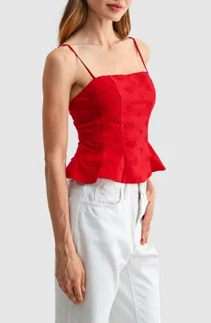 ALL IN FAVOR Embroidered Peplum Tank