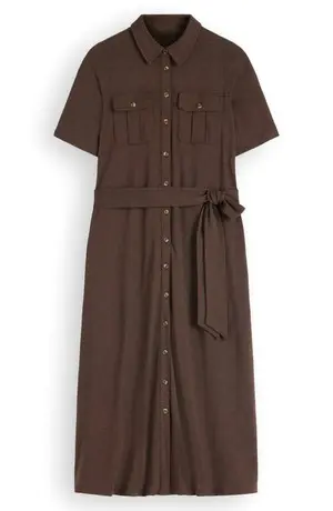 Boden Mavis Belted Jersey Midi Shirt Dress