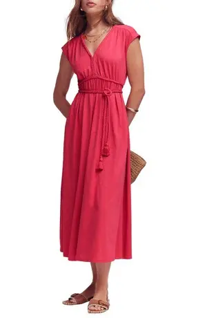 Boden Heidi Ruched Jersey Midi Dress - Ash Red
