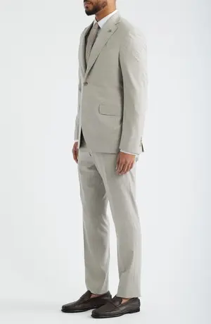 JACK VICTOR Mason Regular Fit Tan Glen Check Wool & Silk Mélange Suit