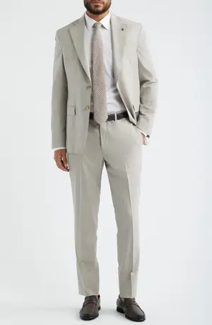 JACK VICTOR Mason Regular Fit Tan Glen Check Wool & Silk Mélange Suit