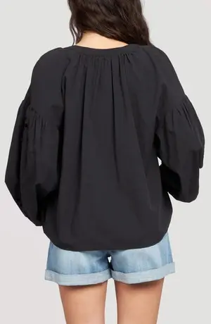 Sam Edelman Embroidered Sleeve Top - True Black