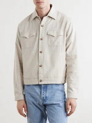 Oliver Peoples Witley Striped Cotton And Linen-blend Jacket