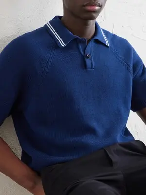 NOAH Striped Organic Cotton Polo Shirt