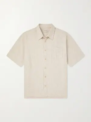 Oliver Peoples Palermo Striped Cotton And Linen-blend Shirt