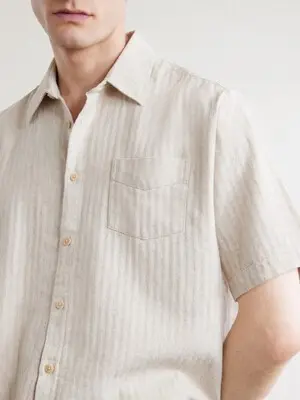 Oliver Peoples Palermo Striped Cotton And Linen-blend Shirt