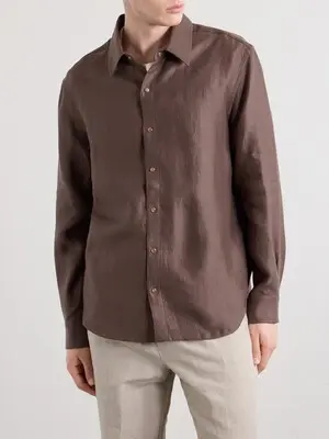 GOD'S TRUE CASHMERE Cocoa Linen Shirt
