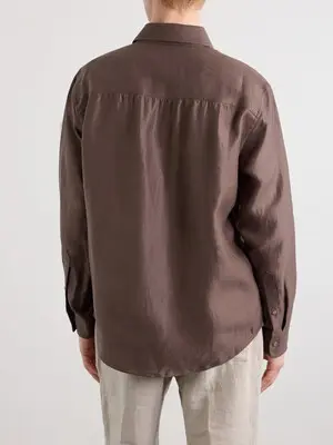 GOD'S TRUE CASHMERE Cocoa Linen Shirt