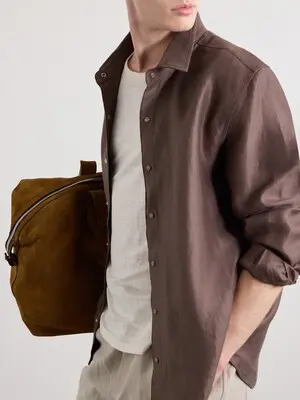 GOD'S TRUE CASHMERE Cocoa Linen Shirt