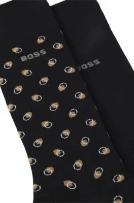 BOSS Combed Cotton Blend Mini-pattern Socks Two-pack
