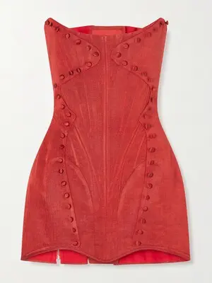 DILARA FINDIKOGLU Corseted Silk-faille Mini Dress - Red