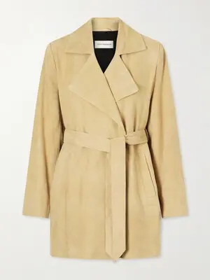 Nour Hammour Nour Hammour Belted Suede Jacket Neutrals