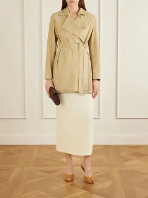 Nour Hammour Belted Suede Jacket - Neutrals
