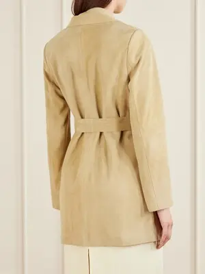 Nour Hammour Belted Suede Jacket - Neutrals