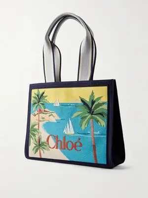 Chloé Soleil Embroidered Canvas Shoulder Bag