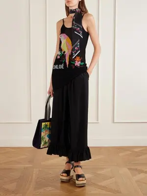 Chloé Soleil Embroidered Canvas Shoulder Bag - Multi