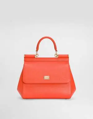 Dolce & Gabbana Small Sicily Handbag In Calfskin - Orange