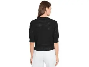 Madewell Cotton Stitch Siya Short Sleeve Cardigan - Black