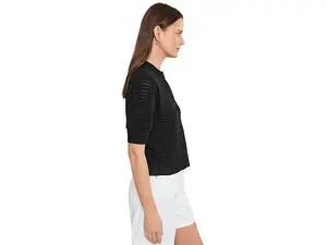 Madewell Cotton Stitch Siya Short Sleeve Cardigan - Black