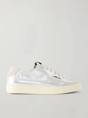 AUTRY Windscape Low Metallic Canvas Sneakers With Suede Trims - Silver