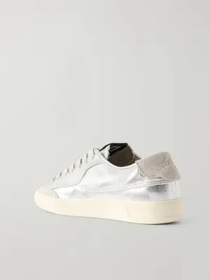 AUTRY Windscape Low Metallic Canvas Sneakers With Suede Trims - Silver