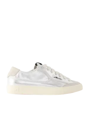 AUTRY Windscape Low Metallic Canvas Sneakers With Suede Trims - Silver