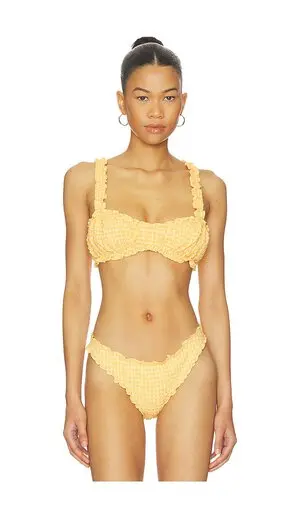 Simkhai Evander Ruched Bikini Top - Mango