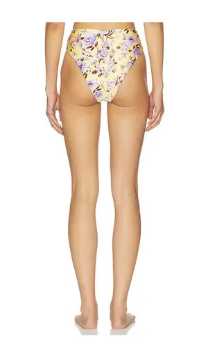 PatBO Peony Print High Waist Bikini Bottom - Yellow