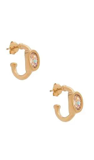 Alexa Leigh Bezel Oval Hoop Earrings - Yellow Gold