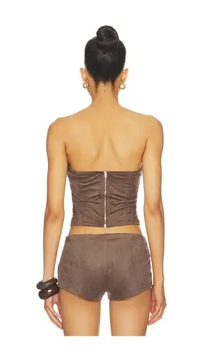 Superdown Faux Suede Corset Top With Lace-up Detail