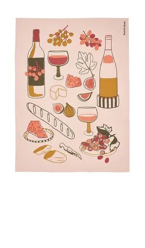 HERE'S HOW The Emmy Tea Towel In Pink - Wine