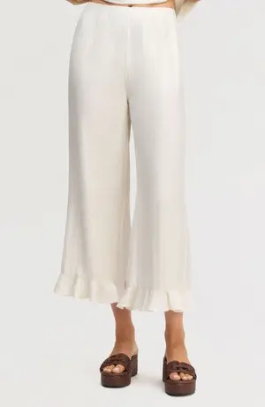 Sam Edelman Ruffle Hem Ankle Pants - Ecru