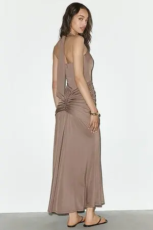 SIEMPRE Plunge Neck Maxi Dress