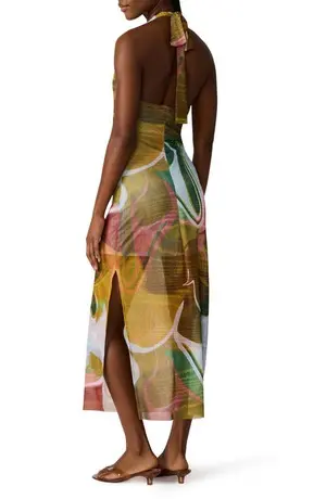 Steve Madden Jaslyn Halter Dress With Abstract Print And Side Slit