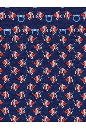 FERRAGAMO Mini Fish Print Silk Tie