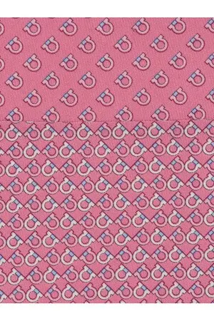 FERRAGAMO Gancini Square Print Silk Neck Tie