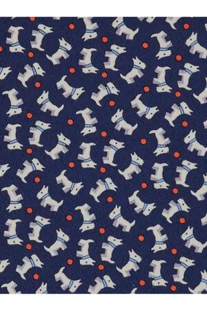 FERRAGAMO Charlie Print Silk Neck Tie - Navy