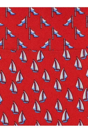 FERRAGAMO Nautical Print Silk Neck Tie
