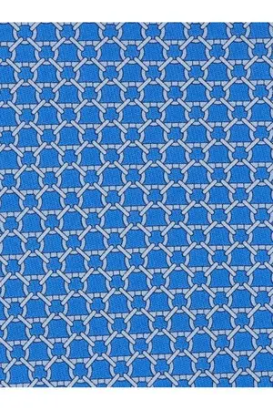 FERRAGAMO Gancini Link Print Silk Neck Tie - Blue