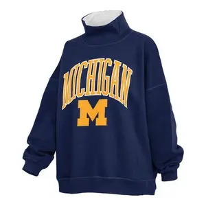 PRESSBOX Michigan Wolverines Oversized Mock Neck Sweatshirt