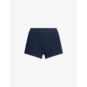 SKIMS Loose Rib Cotton-jersey Shorts - Navy