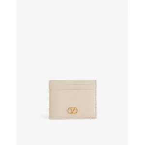 Valentino Garavani Vlogo Signature Grainy Leather Card Holder - Light Ivory