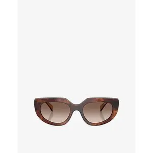 Prada Oval-frame Acetate Sunglasses - Brown