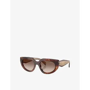 Prada Oval-frame Acetate Sunglasses - Brown
