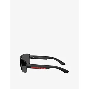 Prada Rectangular-frame Metal Sunglasses - Black