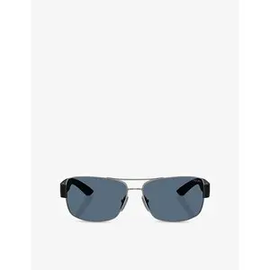 Prada Rectangular Frame Metal Sunglasses - Grey
