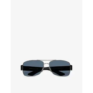 Prada Rectangular Frame Metal Sunglasses - Grey